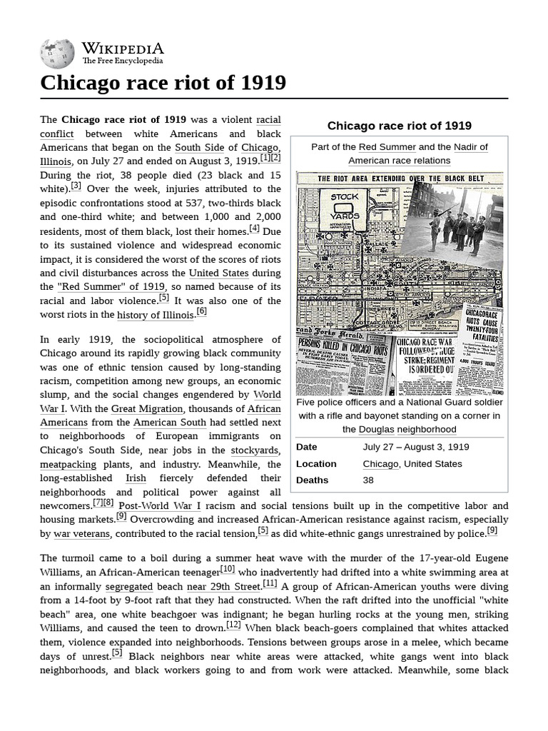 Chicago Race Riot of 1919 | PDF | Society Of The United States | The ...