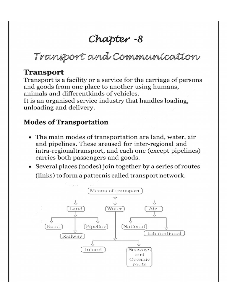 SWK BOOK 1 CH 8 Transportation and Communication | PDF