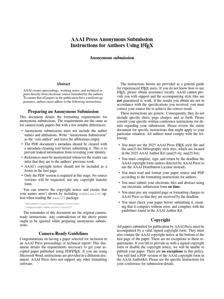 Anonymous Submission Latex 2025 | PDF | Typefaces | Te X