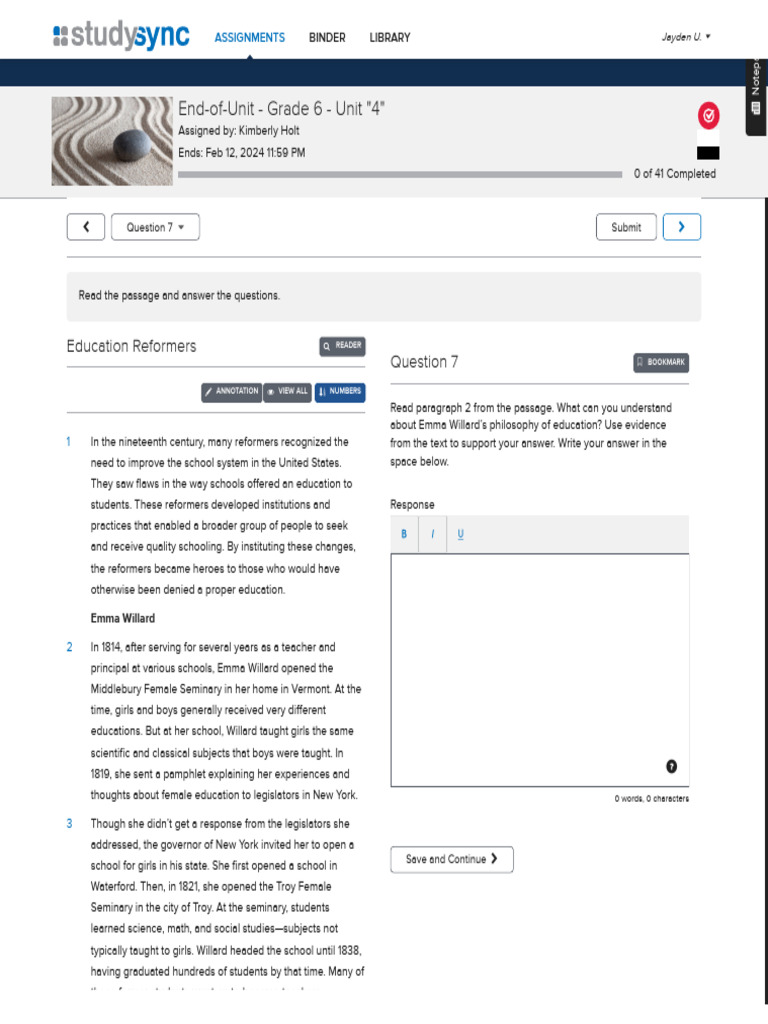 StudySync - Test - End-Of-Unit - Grade 6 - Unit 4 | PDF