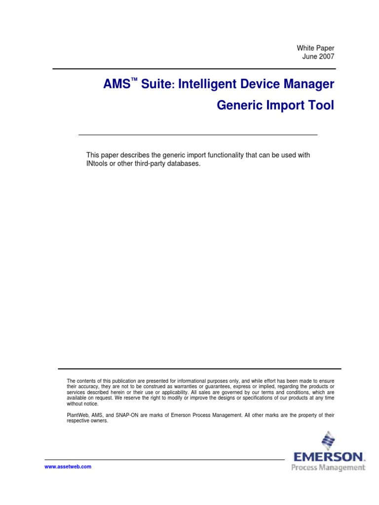 AMS Suite Intelligent Device Manager Generic Import Tool: White Paper ...
