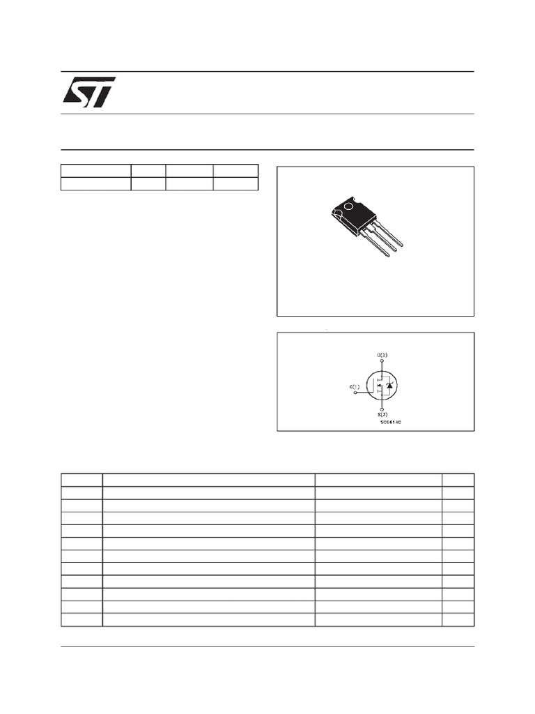 ST W60NE10 NChannel Power Mosfet | PDF | Diode | Electrical Engineering