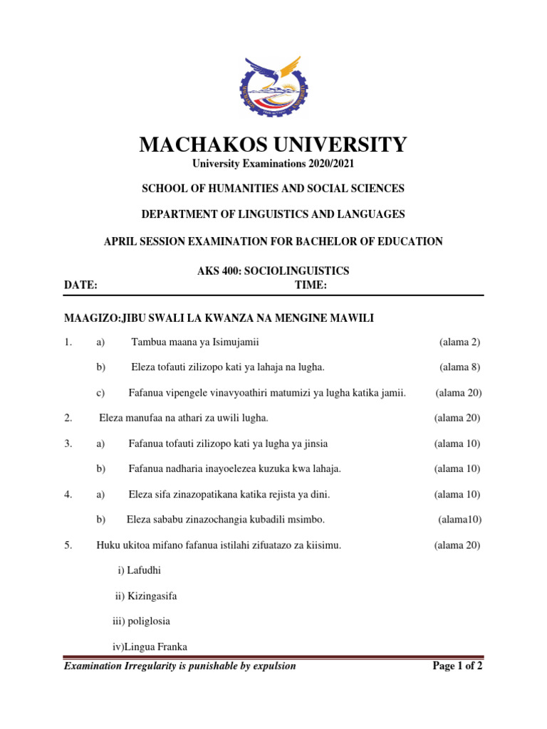 Aks 400 Sociolinguistics | PDF
