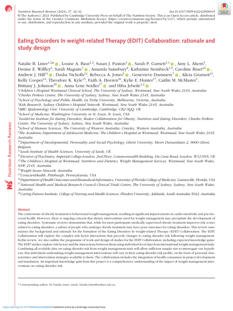 Eating Disorders in Weight Management Research | PDF | Binge Eating ...