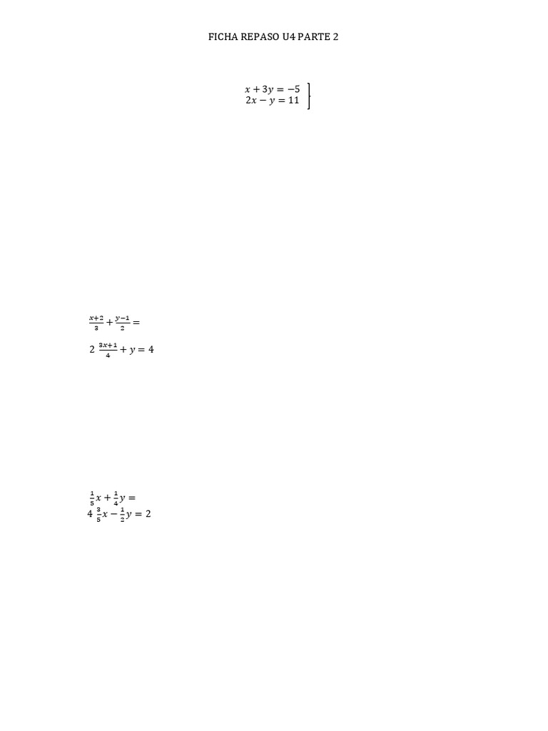 Sistemas De Ecuaciones Y Problemas Matemáticos Pdf