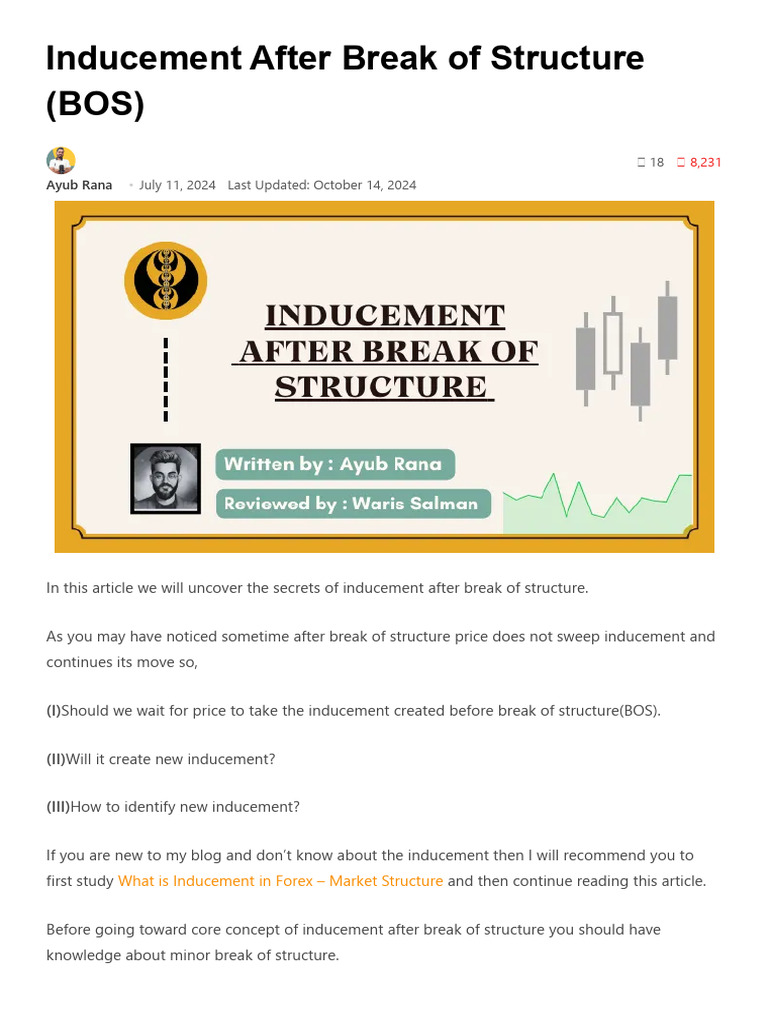 Inducement After Break of Structure (BOS) - ICT Tradings | PDF | Market ...
