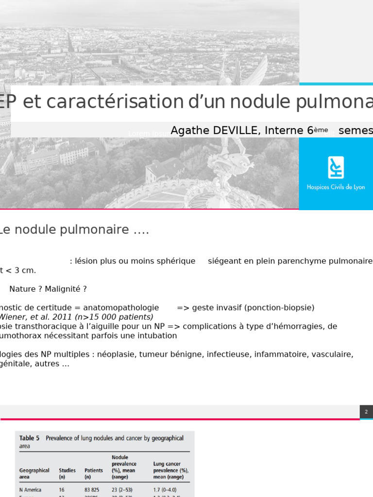 1-Nodules-pulmonaires-A.DEVILLE_2102 | PDF | Tomographie par émission de positons | Cancer