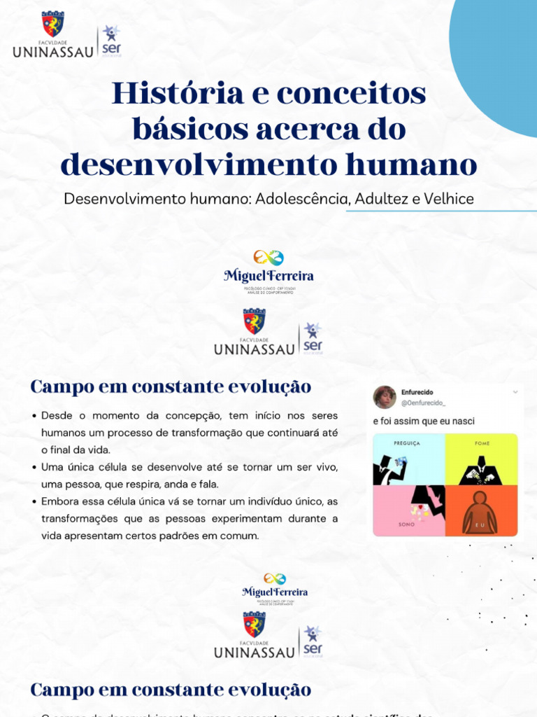 Aula 1 - História e Conceitos Básicos Acerca Do Desenvolvimento Humano (Compactado) | PDF