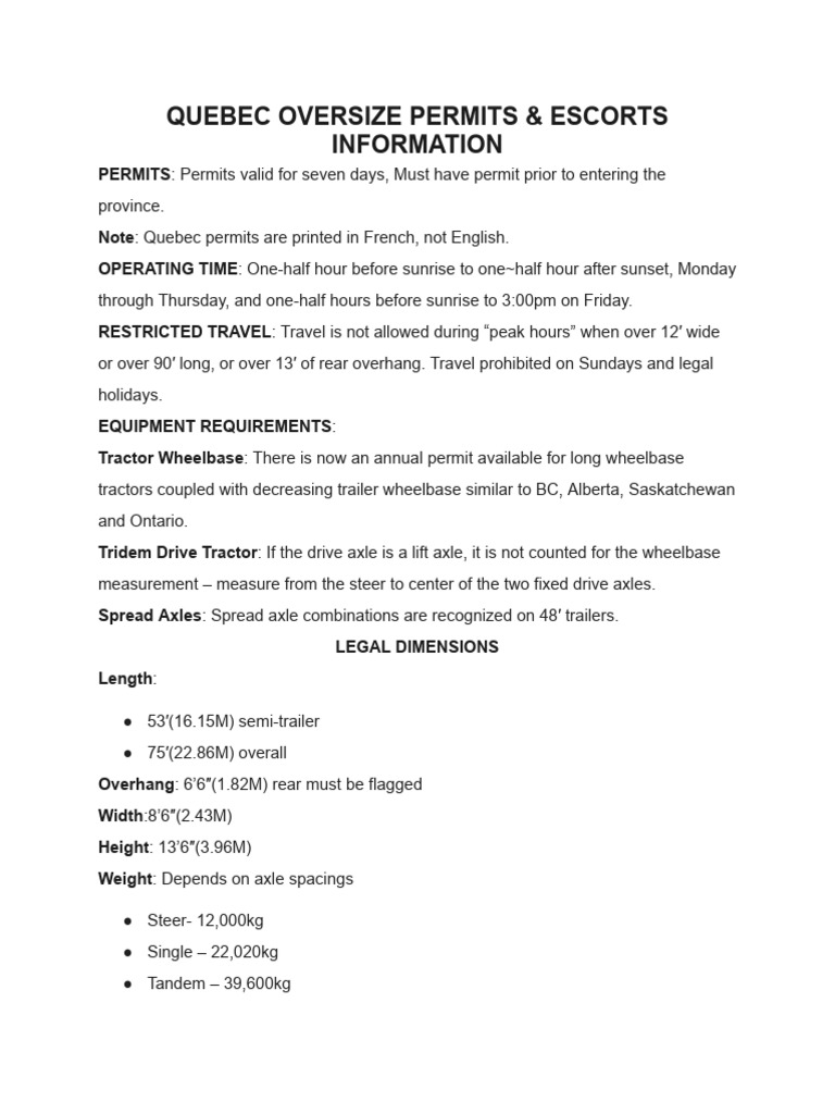 oversized load regulations and escorts | PDF | Semi Trailer Truck ...