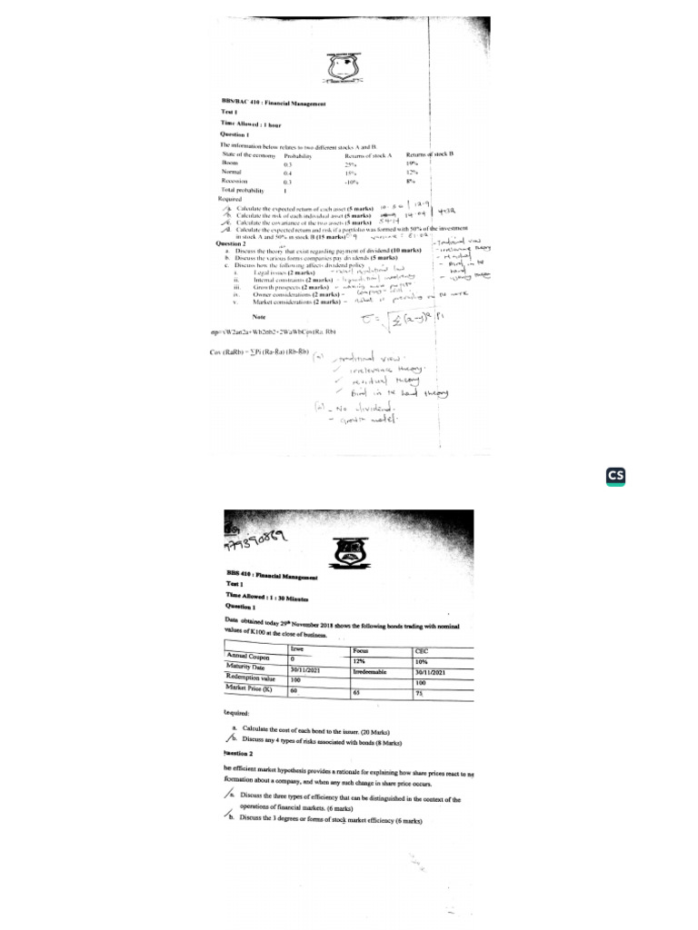 BBS 410 Tests | PDF