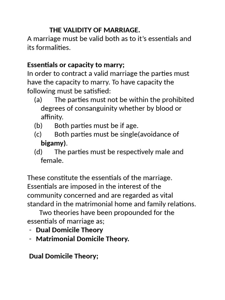 Marriage Validity: Essentials & Formalities | PDF | Diplomatic Mission ...