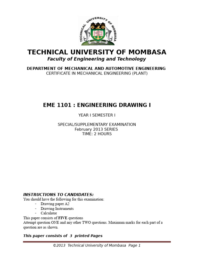 EME 1101 Engineering Drawing I | PDF | Geometry | Elementary Geometry