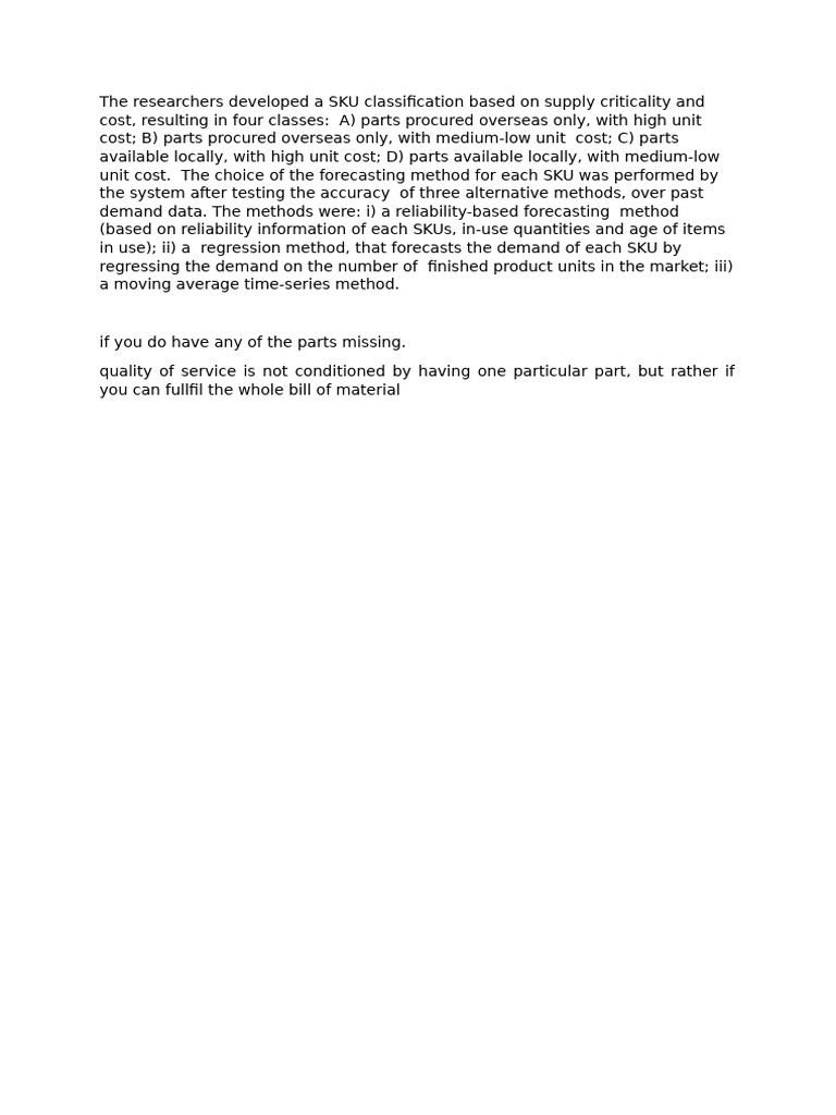 SKU Classification by Cost and Supply | PDF