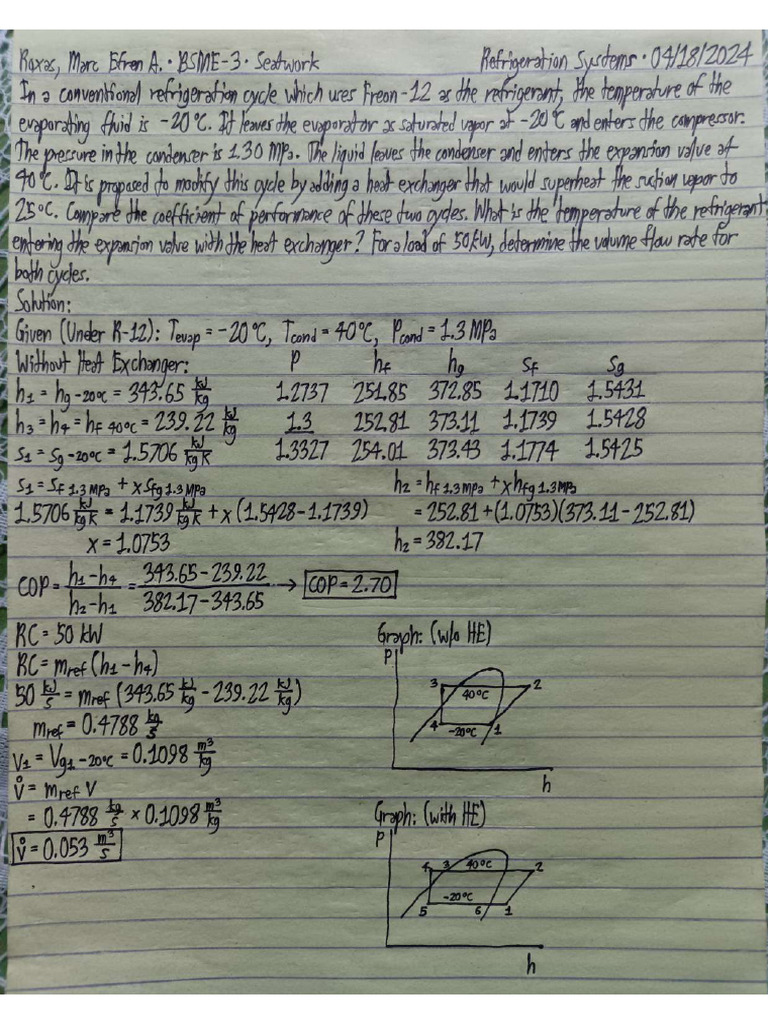 Roxas, Marc Efren A. (Refrigeration Activity) - April 18, 2024 | PDF Roxas, Marc Efren A. (Refrigeration Activity) - April 18, 2024 | PDF