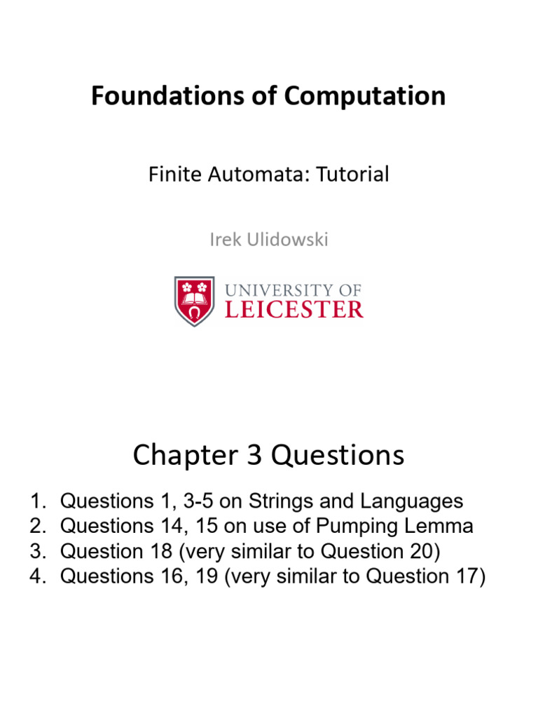 Finite Automata Tutorial Questions | PDF