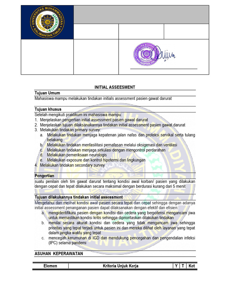 Sop Initial Assessement | PDF