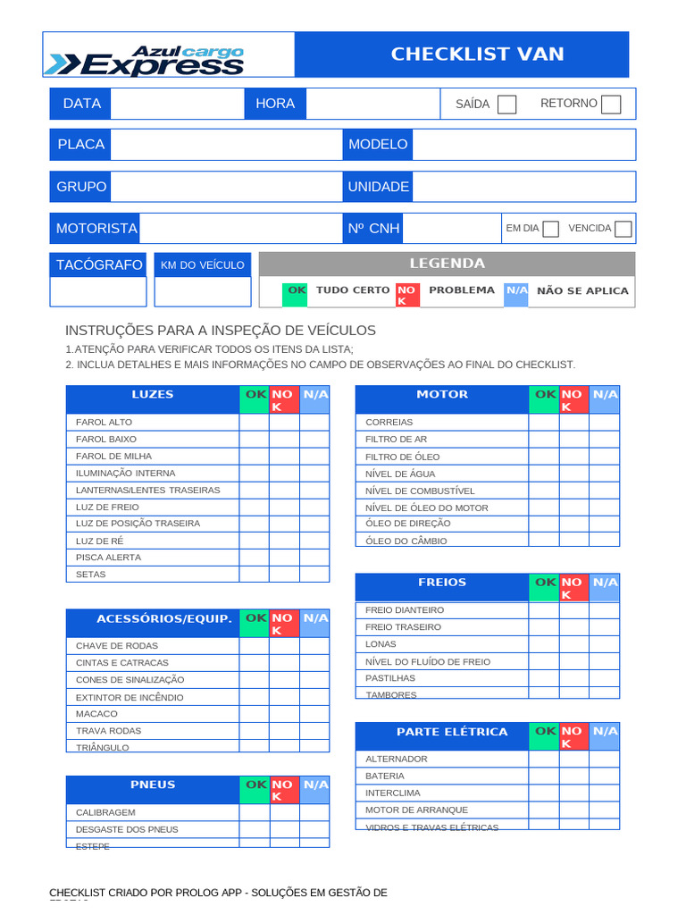 Checklist Vans | PDF | Indústria automobilística | Carro