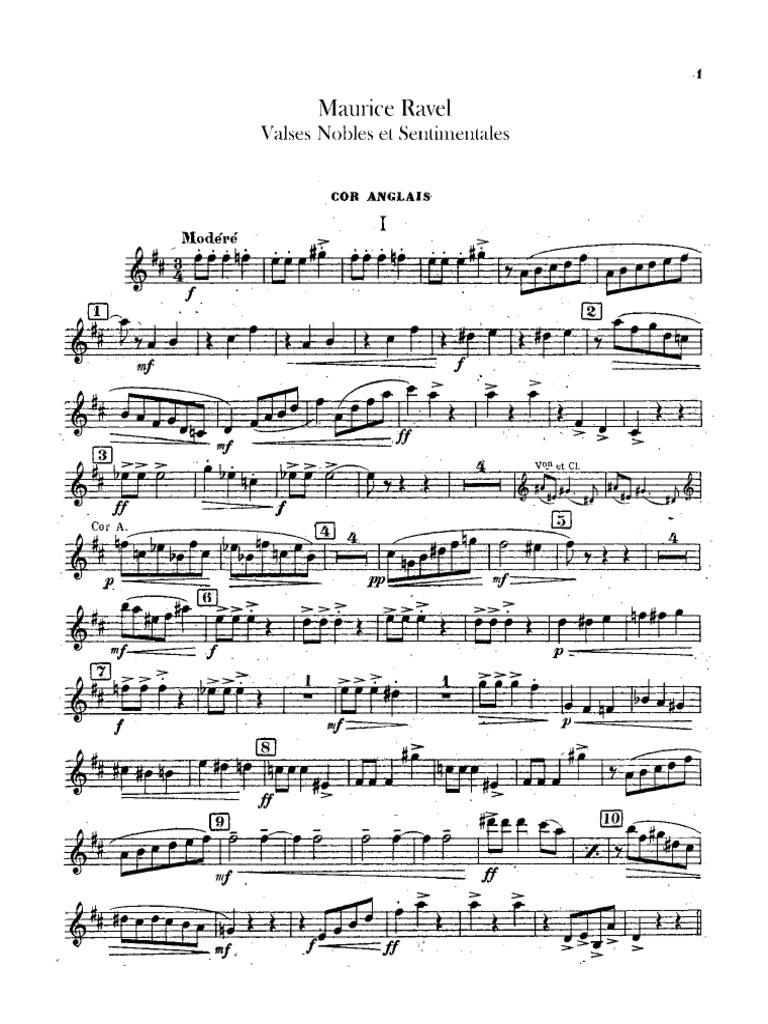 Maurice Ravel - Vales Nobles - Corno Inglés | PDF