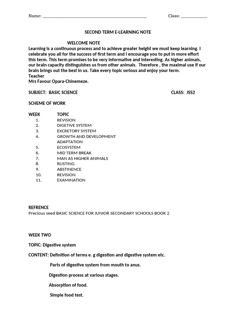 3ac87054 - Second Term Jss2 Basic Science Enote | PDF | Food Web ...