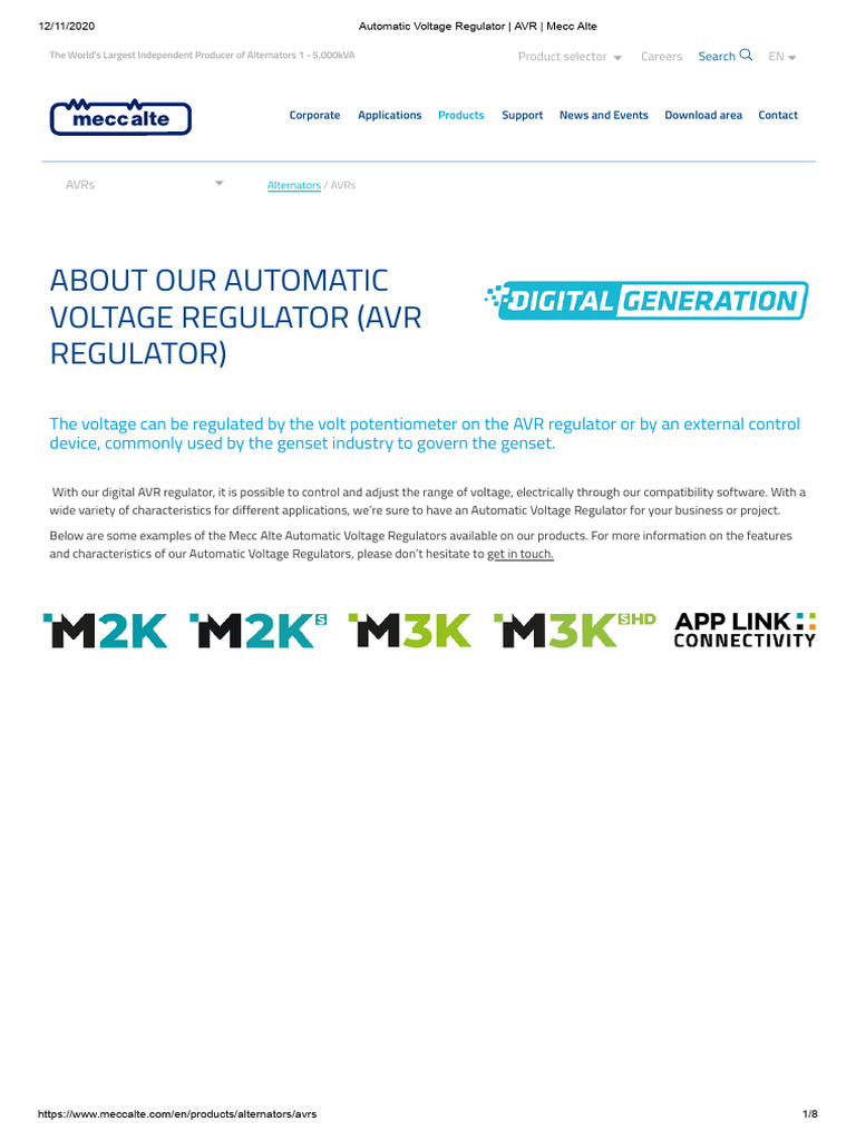 Automatic Voltage Regulator - AVR - Mecc Alte | PDF | Voltage ...