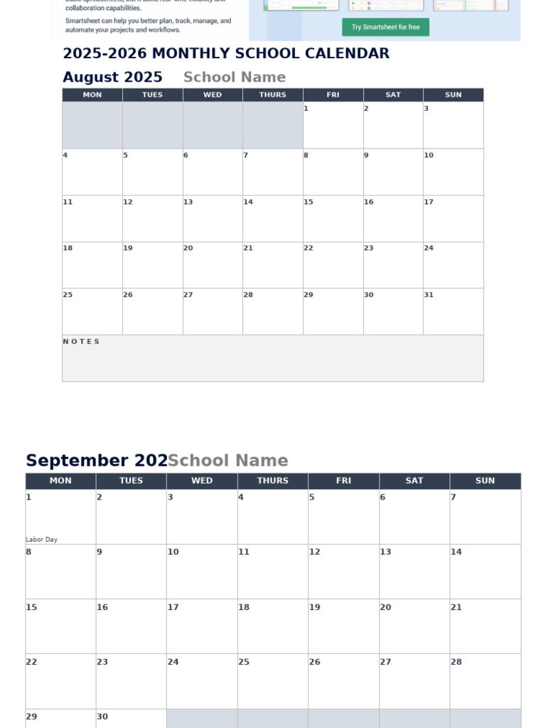 Ic 2025 2026 Monthly School Calendar Template 8583 | PDF | Observances ...