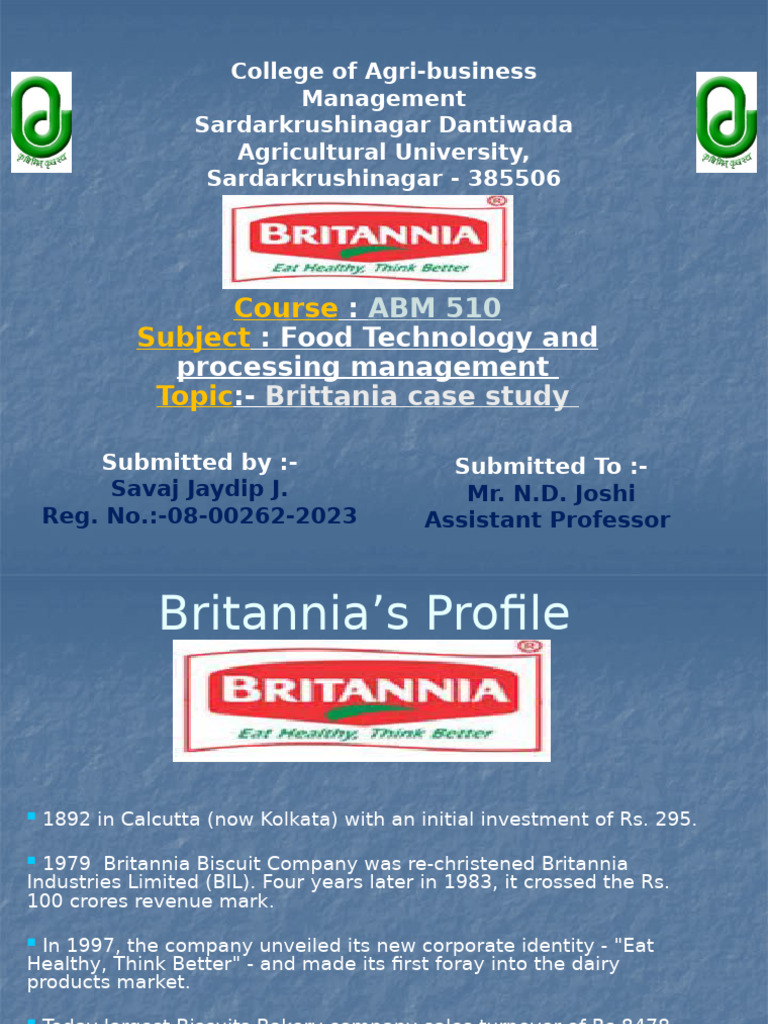 Presentation On Britannia | PDF | Marketing | Market (Economics)