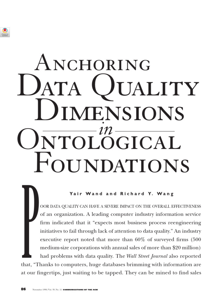 Ontological Foundations of Data Quality | PDF | System | Information