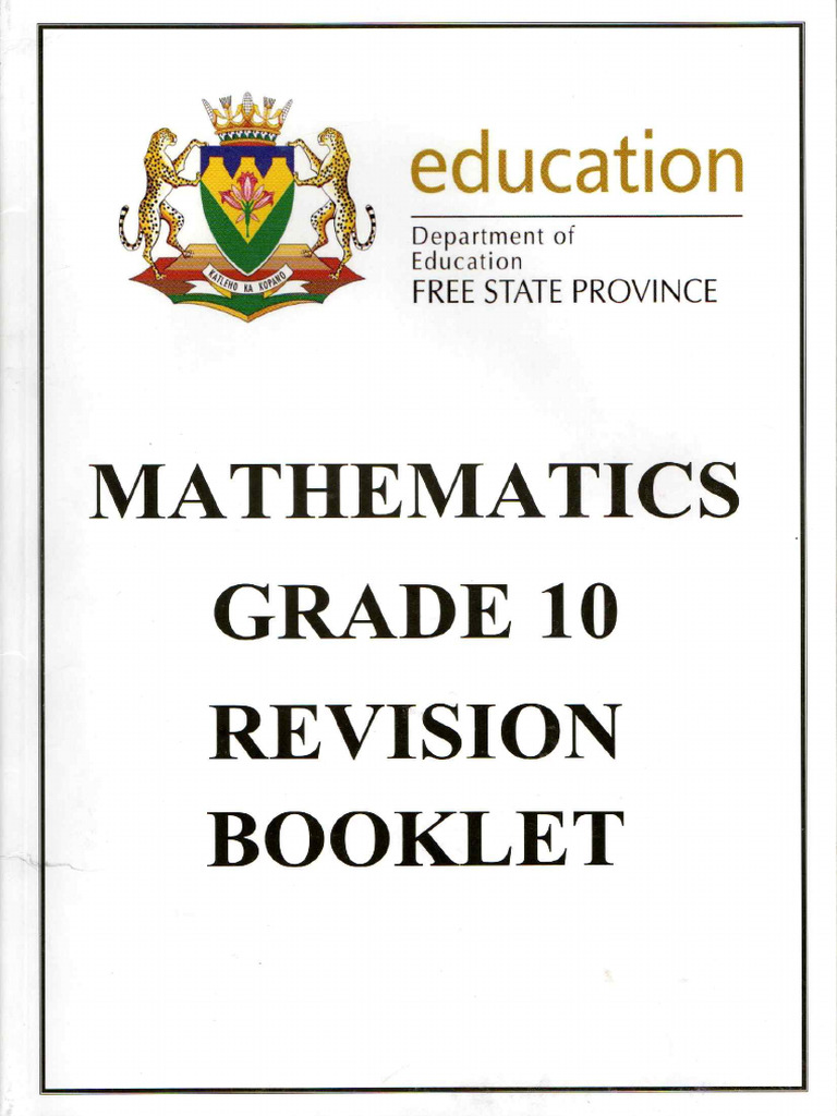 Mathematics Grade 10 Revision Booklet - 241024 - 090522 | PDF