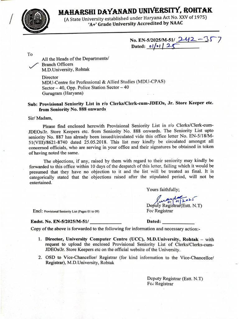 Seniority List | PDF