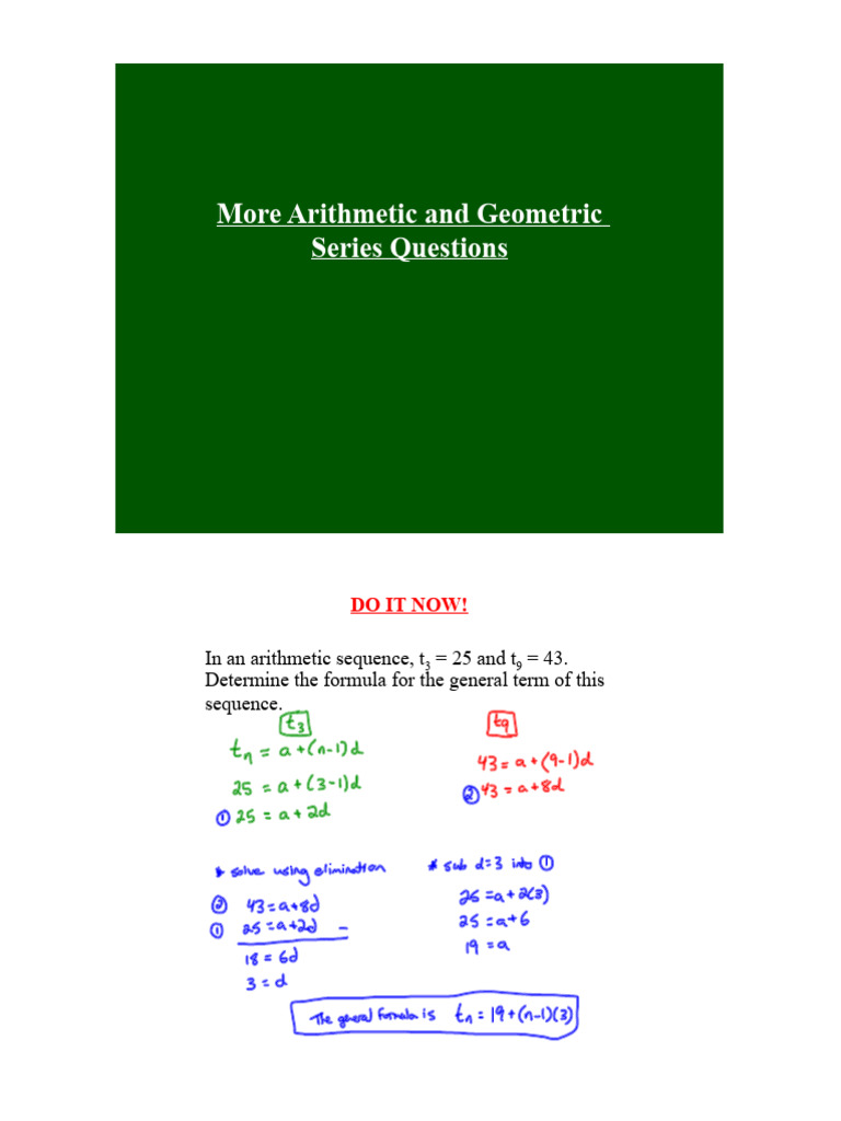 Arithmetic and Geometric Series Problems | PDF