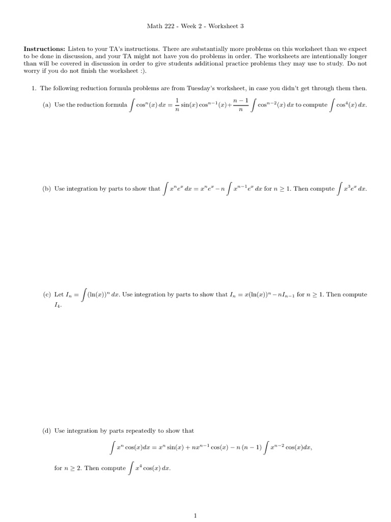 222 Spring 2021 Worksheet 3 | PDF | Trigonometry | Algebra