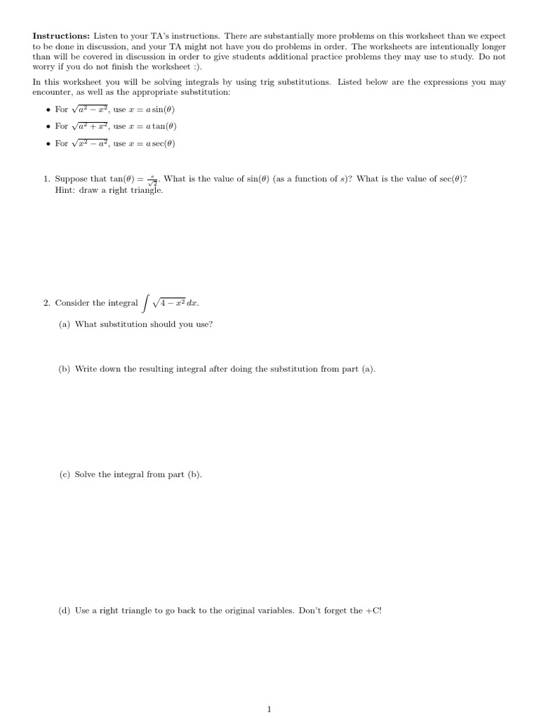 222 Spring 2021 Worksheet 5 | PDF | Calculus | Mathematics