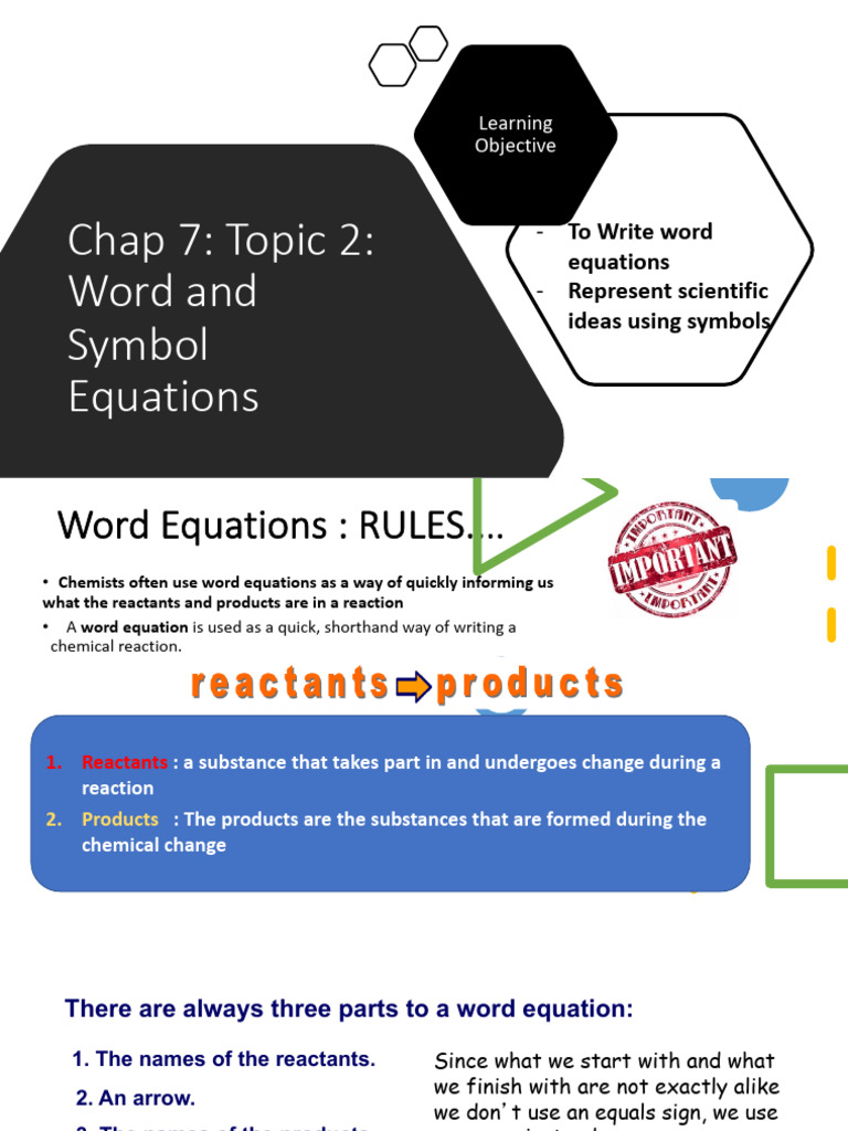 7.2 Word and Symbol Equations | PDF