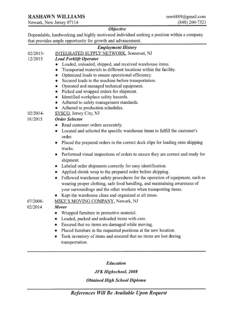 Rashawn Williams Resume 2 | PDF