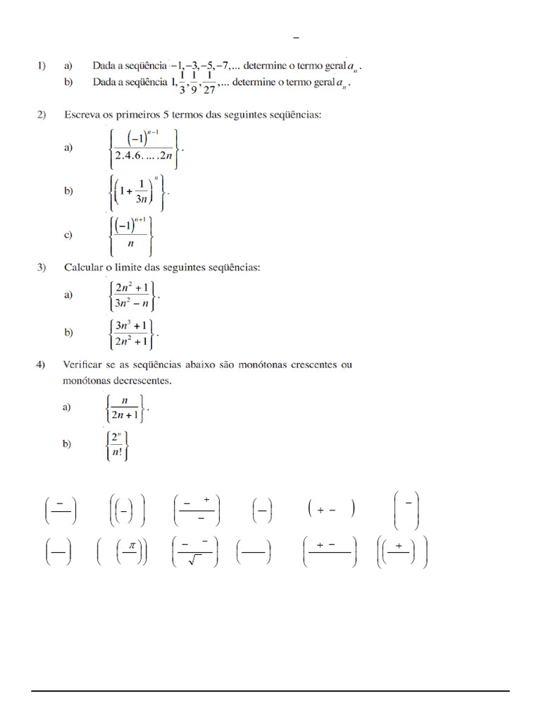 Lista de Exercícios de Sequências Com Gabarito 1 | PDF