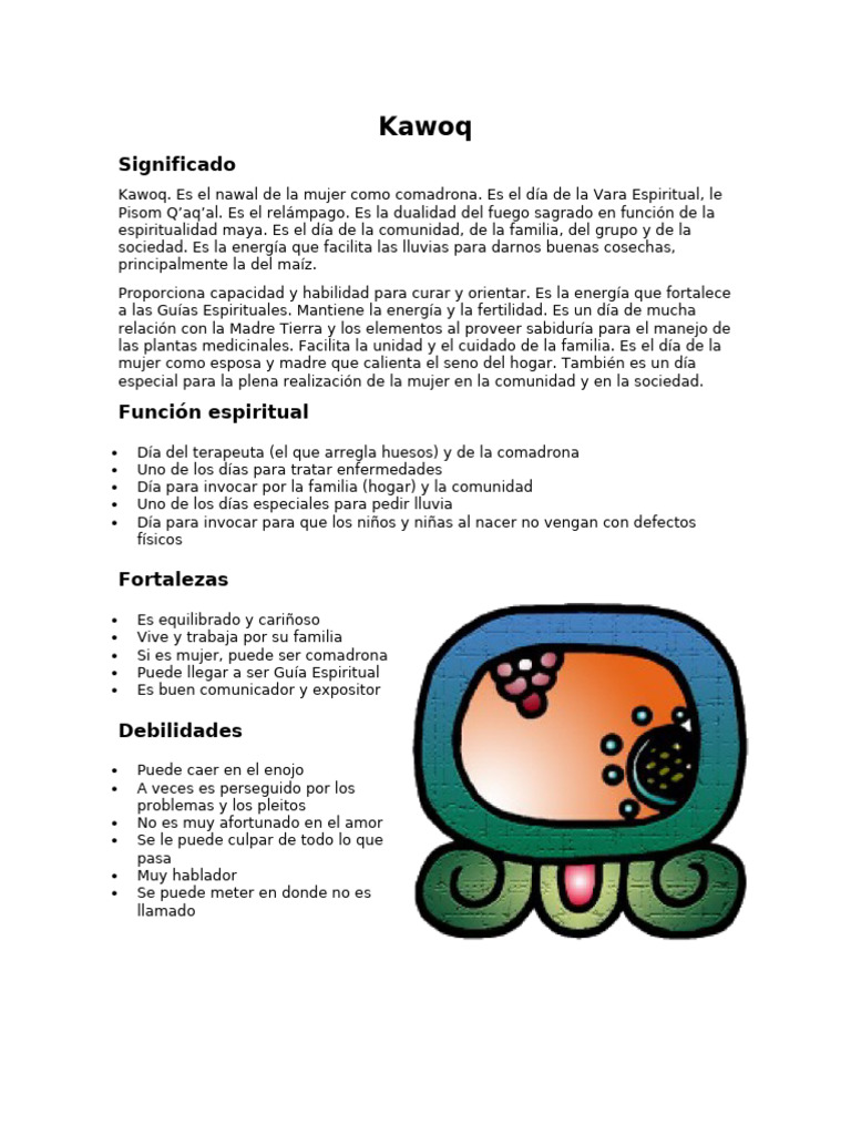 Significado del Nahual Kawoq en Maya | PDF