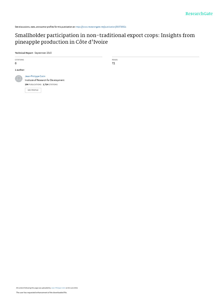 Cahierdupole12 Colinananas | PDF | Agriculture | Smallholding