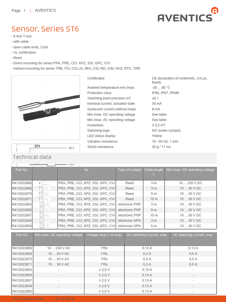 Sensor Aventics, Series ST6 | PDF | Bipolar Junction Transistor ...