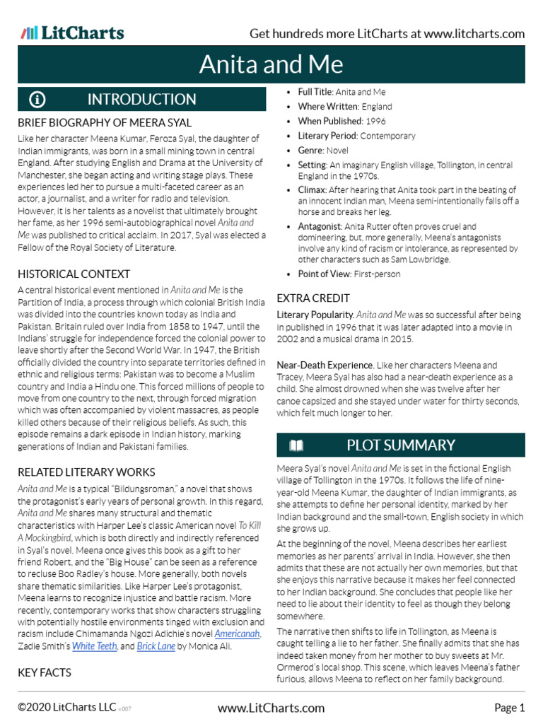 Anita and Me LitChart | PDF