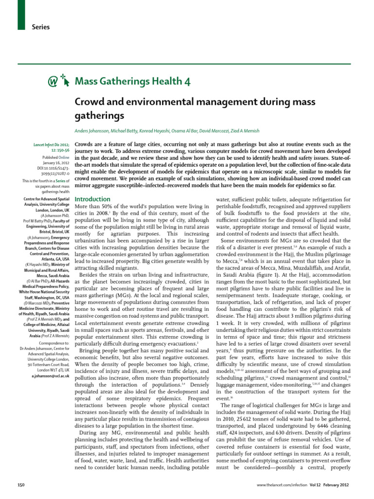 Crowd and environmental management during mass gatherings | PDF | Agent ...