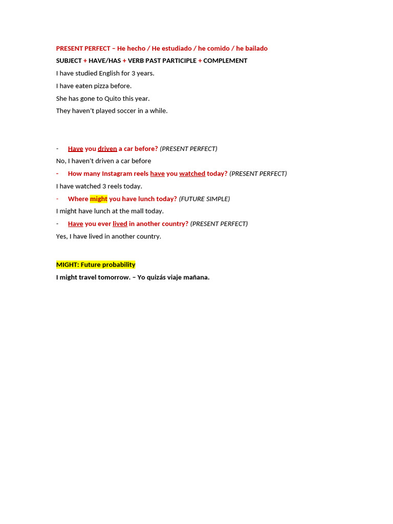 Melany Ramos-Present Perfect | PDF