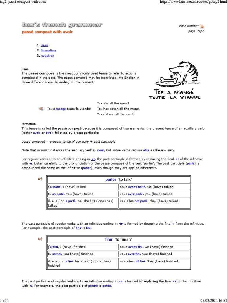 Tex's Passé composé with avoir | PDF | Linguistic Morphology | Semantic ...