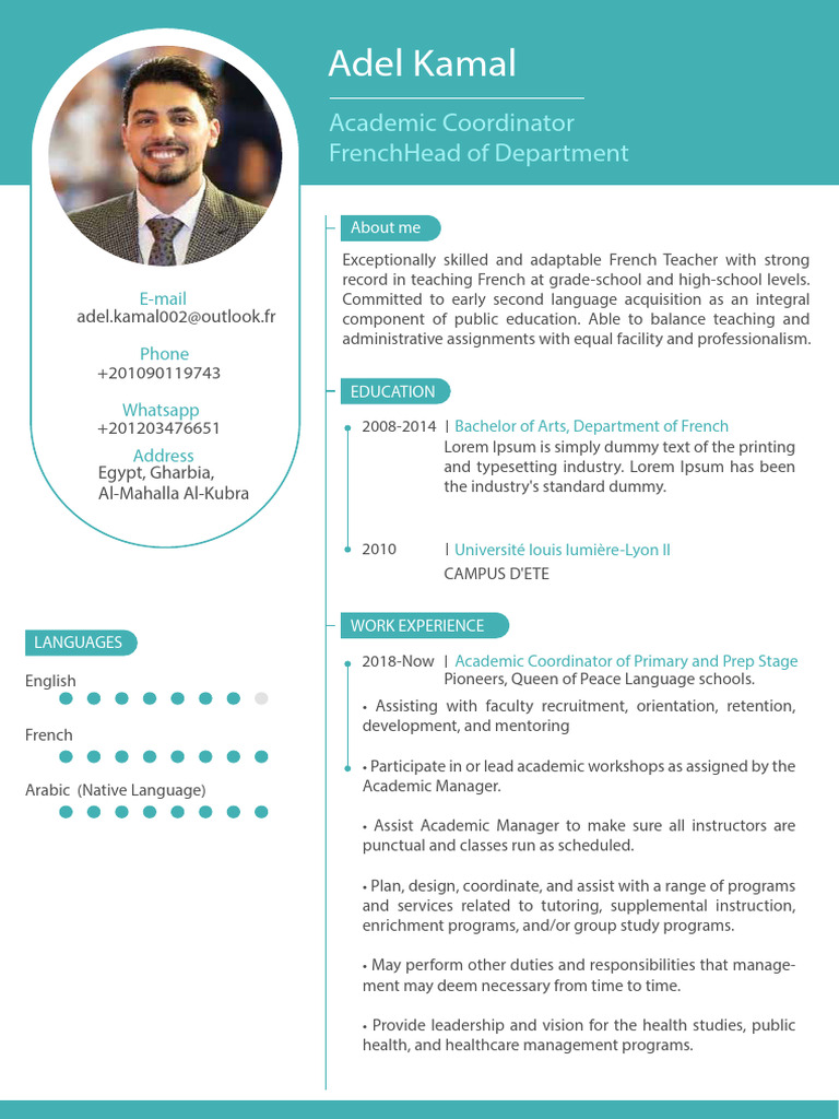 Adel's CV 2023 | PDF | Teachers | Learning