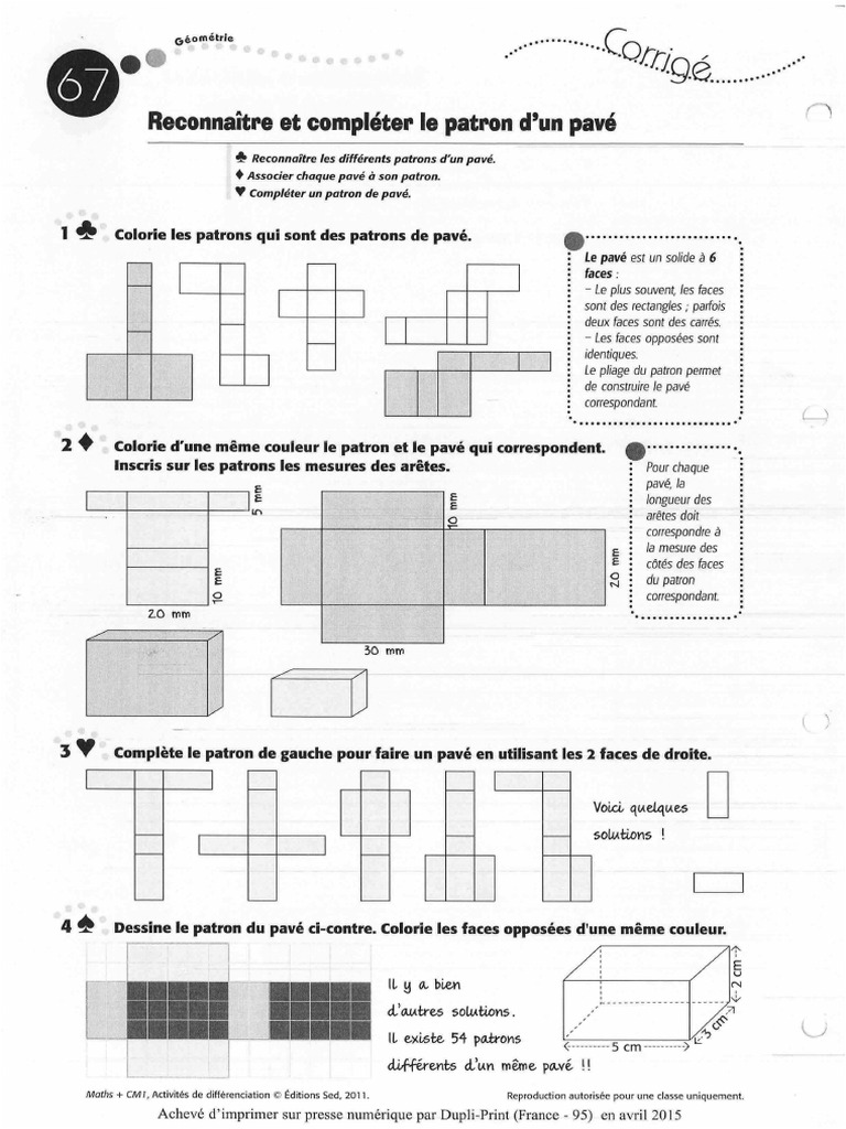 Patrons Solide Corrige | PDF