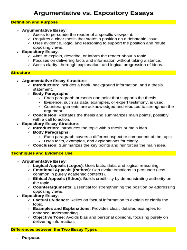 Argumentative Vs Expository | PDF | Essays | Human Communication