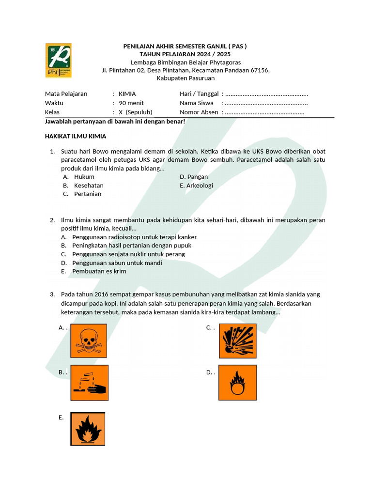 KIMIA KELAS X KURIKULUM MERDEKA GANJIL | PDF