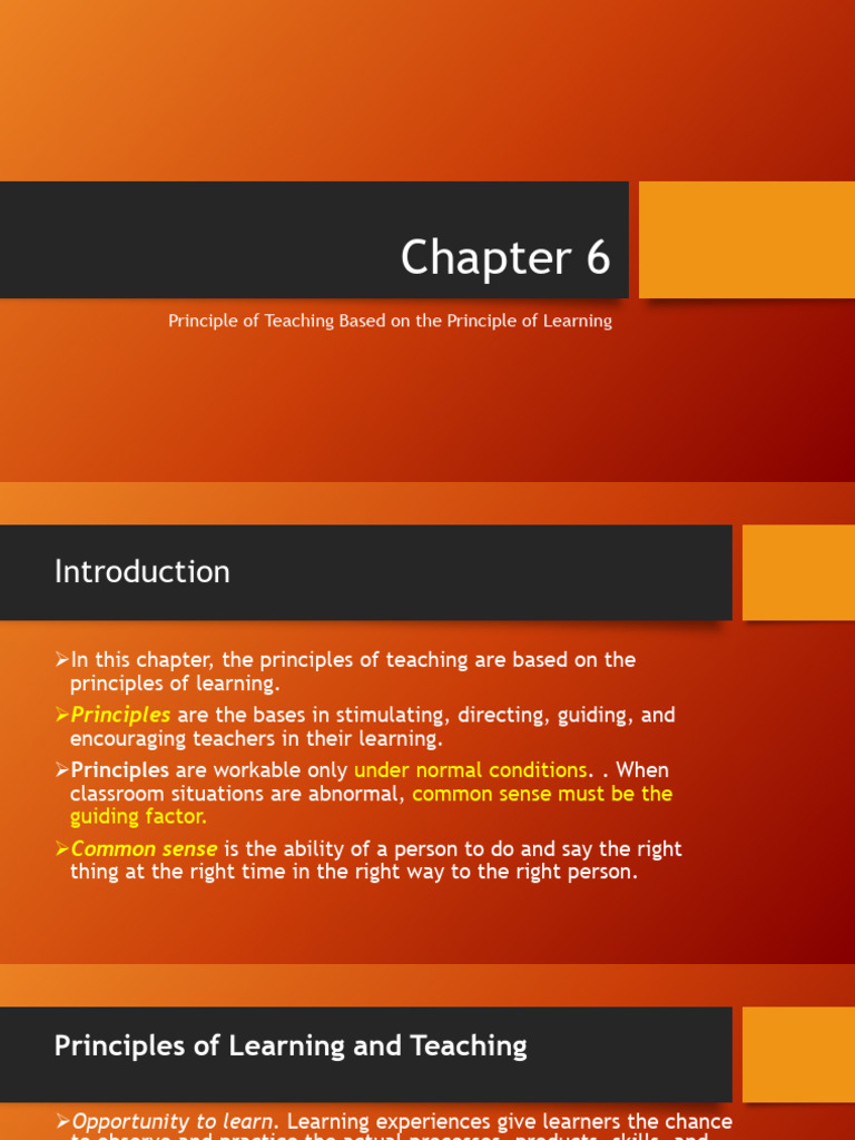 Chptr 6-Principle of Teaching Based on Principle of Learning | PDF ...