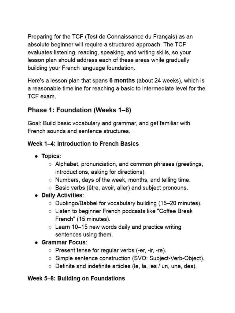 french plan | PDF | French Language | Verb