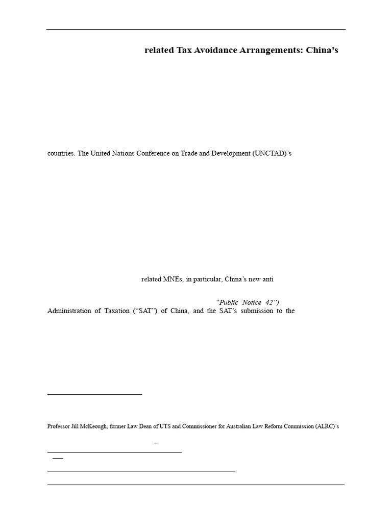 Intellectual Property-Related Tax Avoidance Arrangements: China S New ...