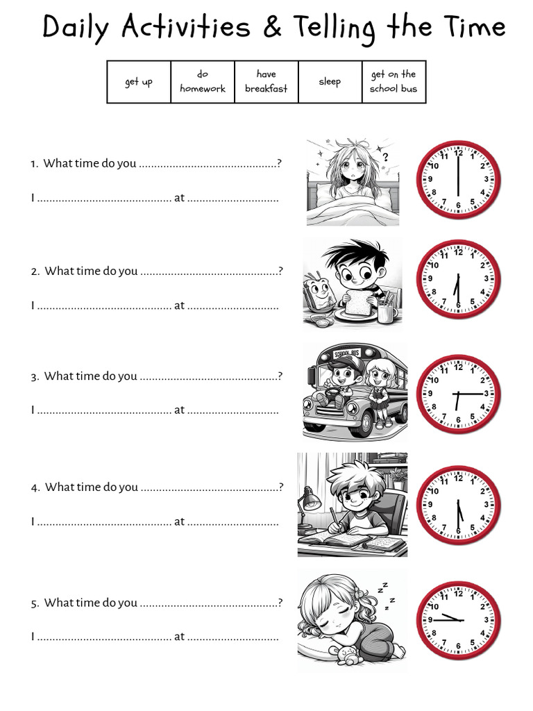 Daily Activities & Telling The Time - 2 | PDF